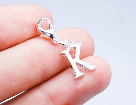 Initial K Charm Custom Name Charm. Letter K Charm. Silver - Etsy