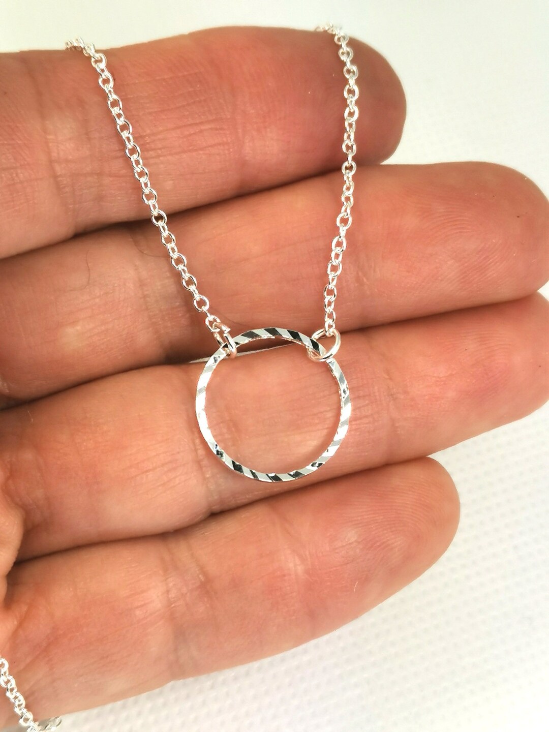 Circle Necklace Delicate Chain Necklace With Centre Circle - Etsy