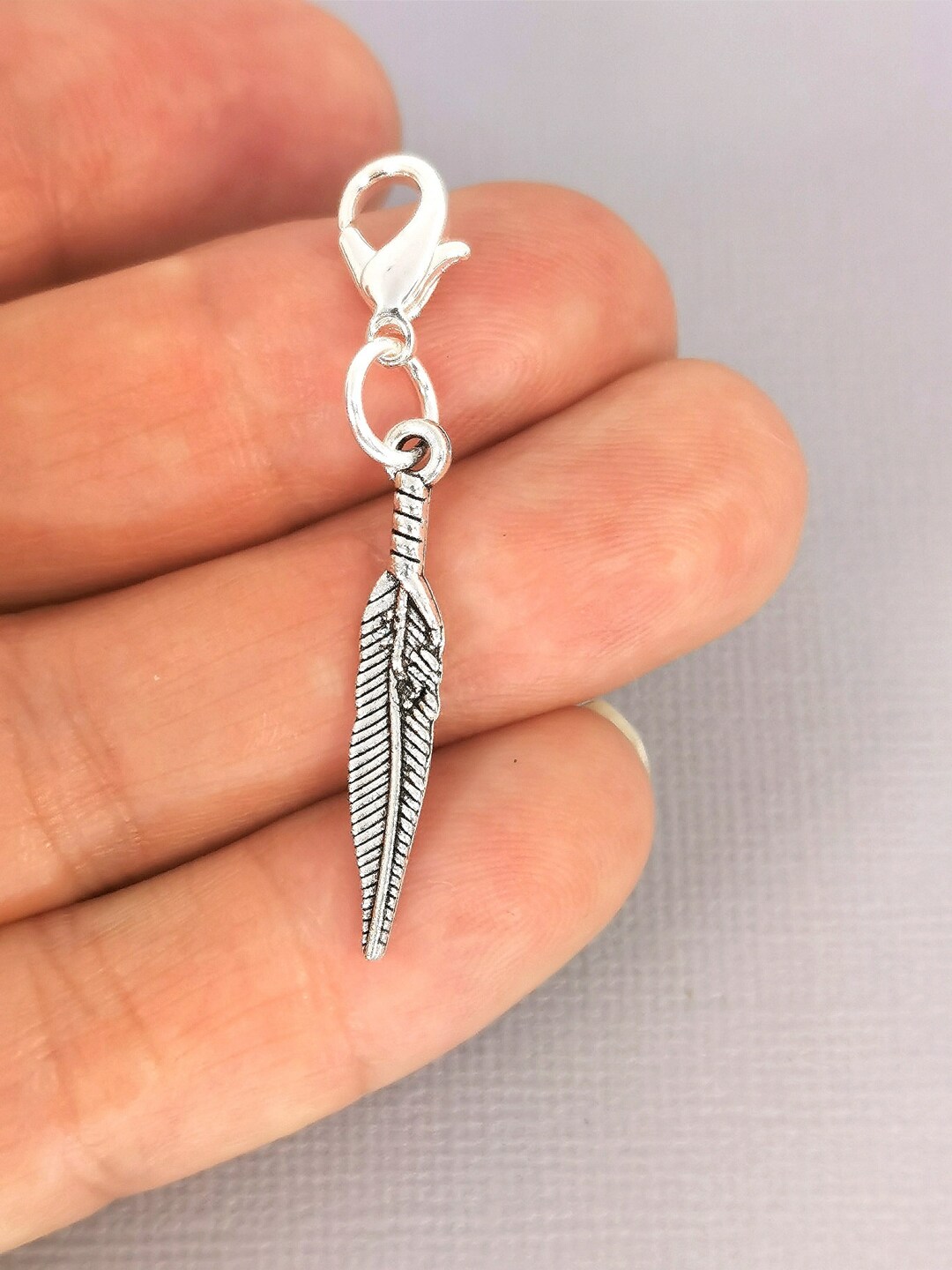 Feather Clip on Charm | Feather Zipper on Charm | Journal Clip Charm ...