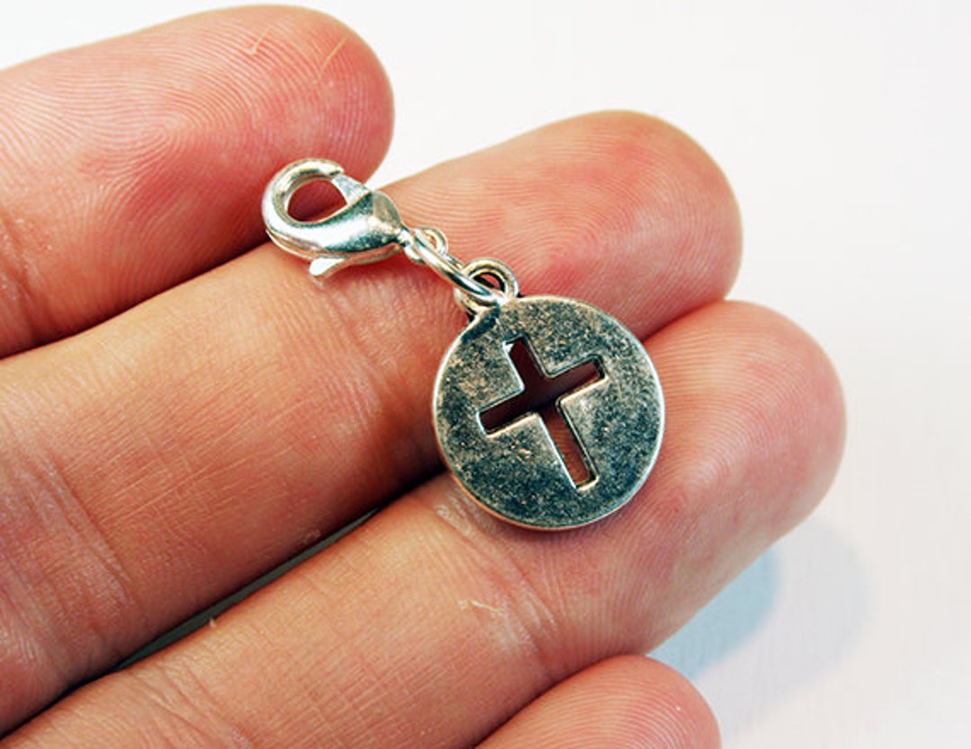 Cross Charm Circle Cross Pendant Charm First Communion Charm Sympathy ...