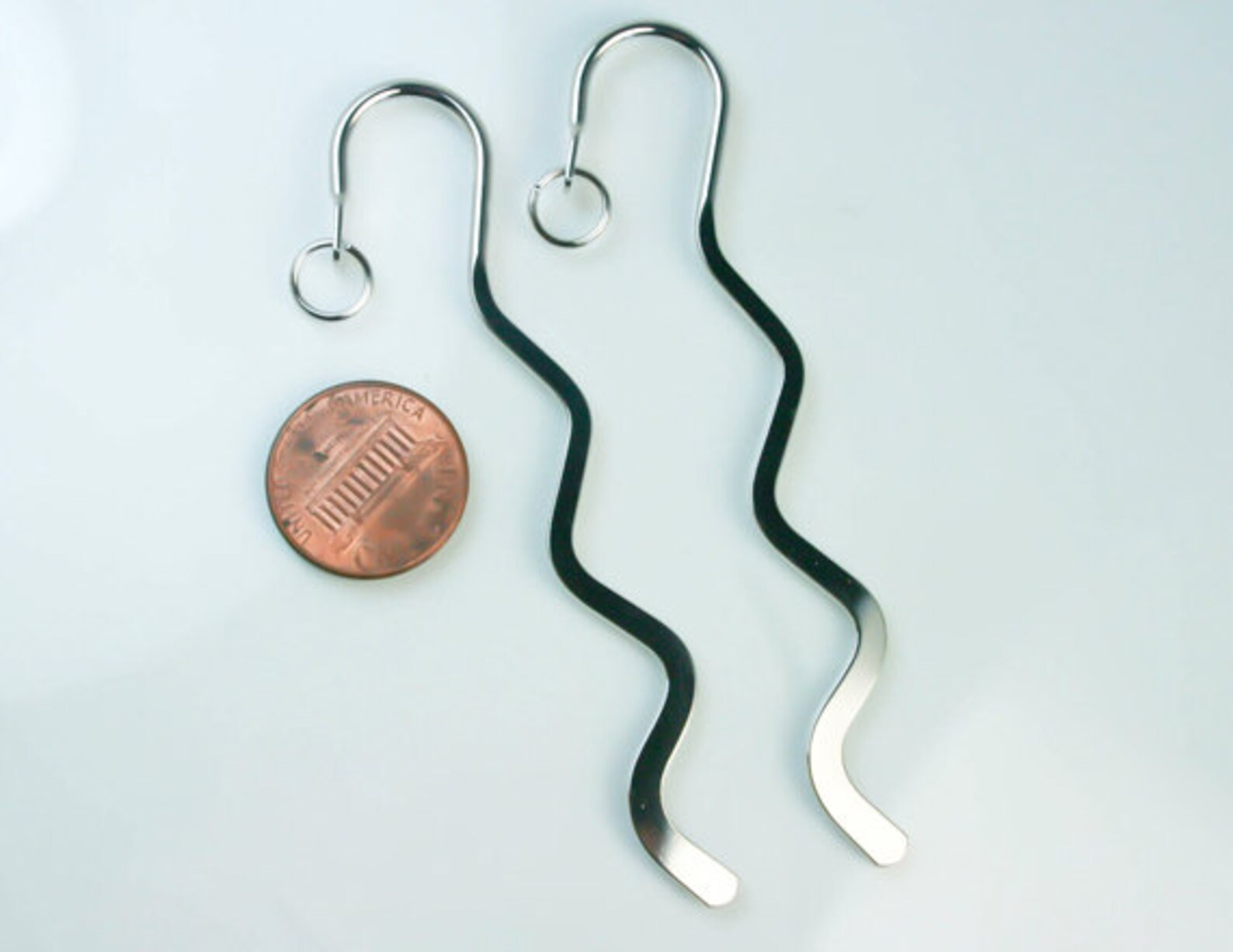 Bookmark Supplies - Two Zig Zag Bookmark - Shiny Silver Metal Bookmark ...
