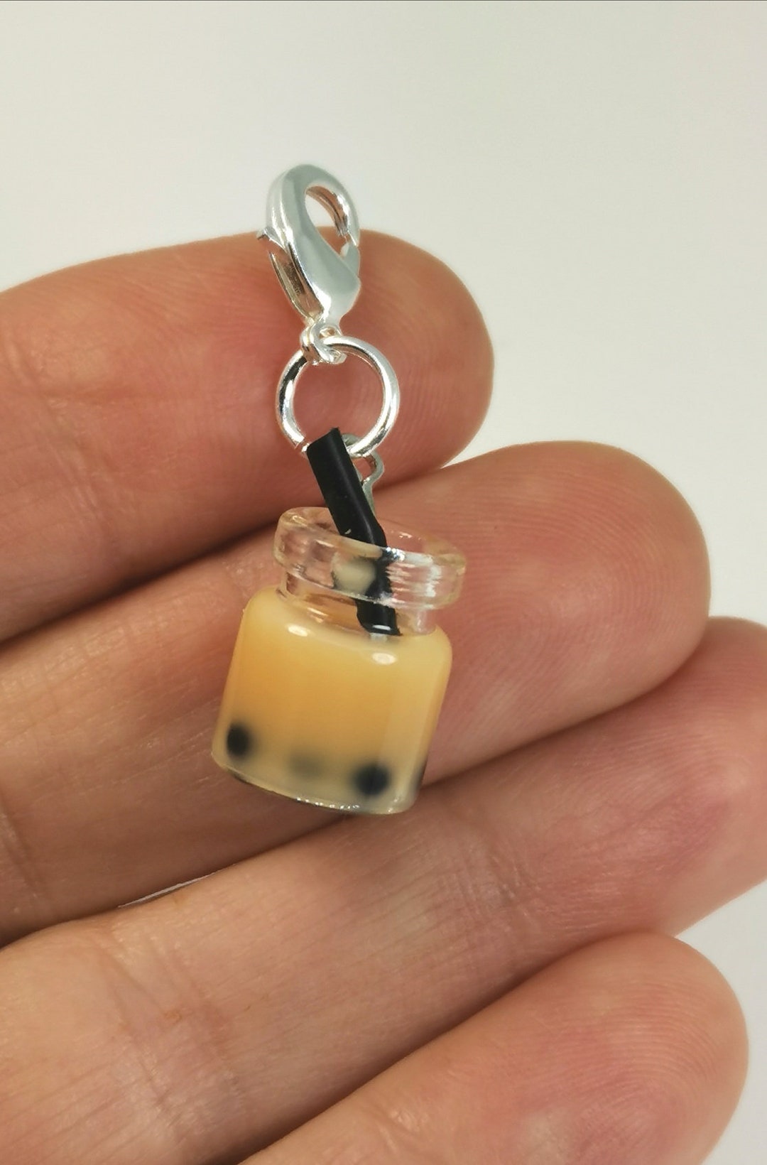 Bubble Tea Clip on Charm | Boba Pearl Milk Tea Bottle Charm | Bubble Tea Bracelet Charm | Carmel ...