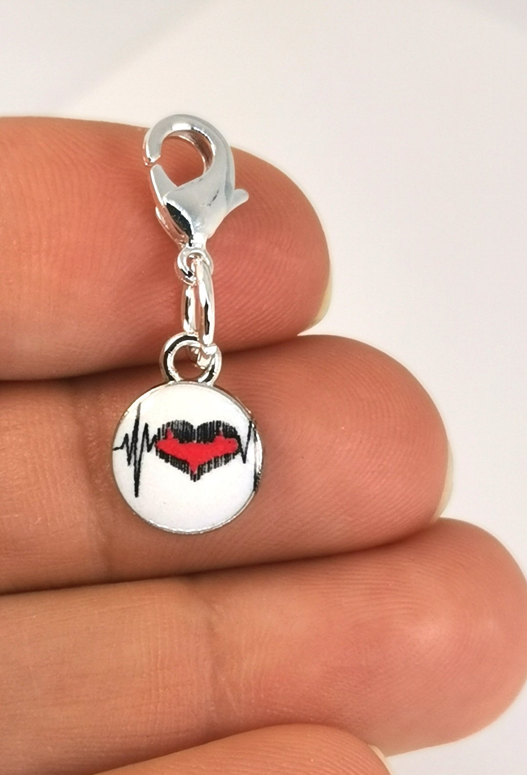 Mini Heart Beat Clip on Charm | Heart Beat Bracelet Charm | Partner ...