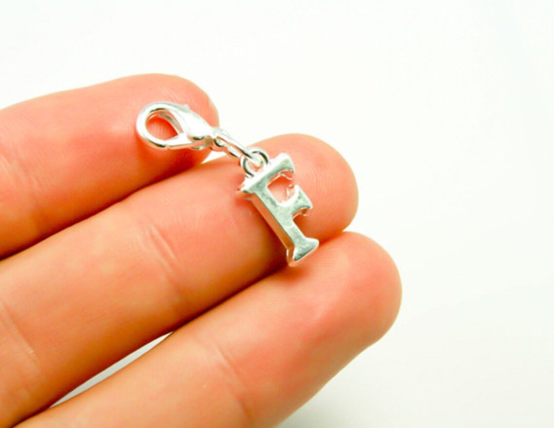 Initial F - Letter F Charm. Custom Alphabet Charm for Bracelets. Silver ...