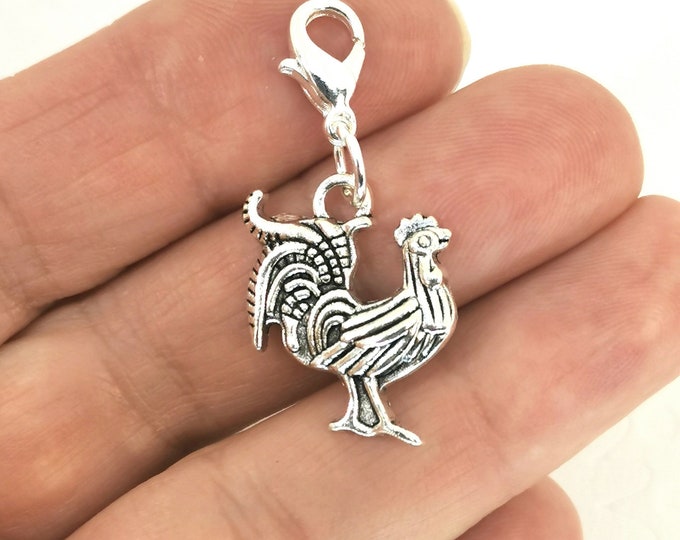 Chicken Clip on Charm | Rooster Clip on Charm | Farm Animal Clip on ...