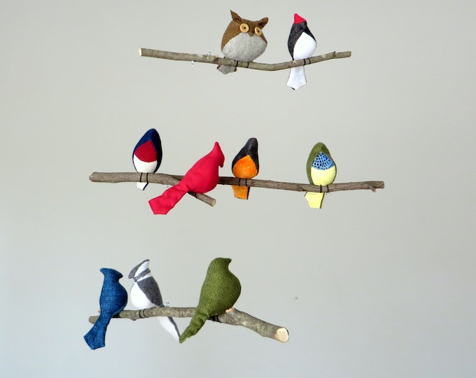 Custom Bird Mobile Choose Your Colors Baby Crib Mobile Bird Nursery ...