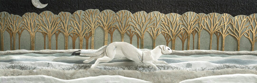 Blank Card - 'run I' - Winter Ermine Weasel Paper Sculpture, Print - Etsy