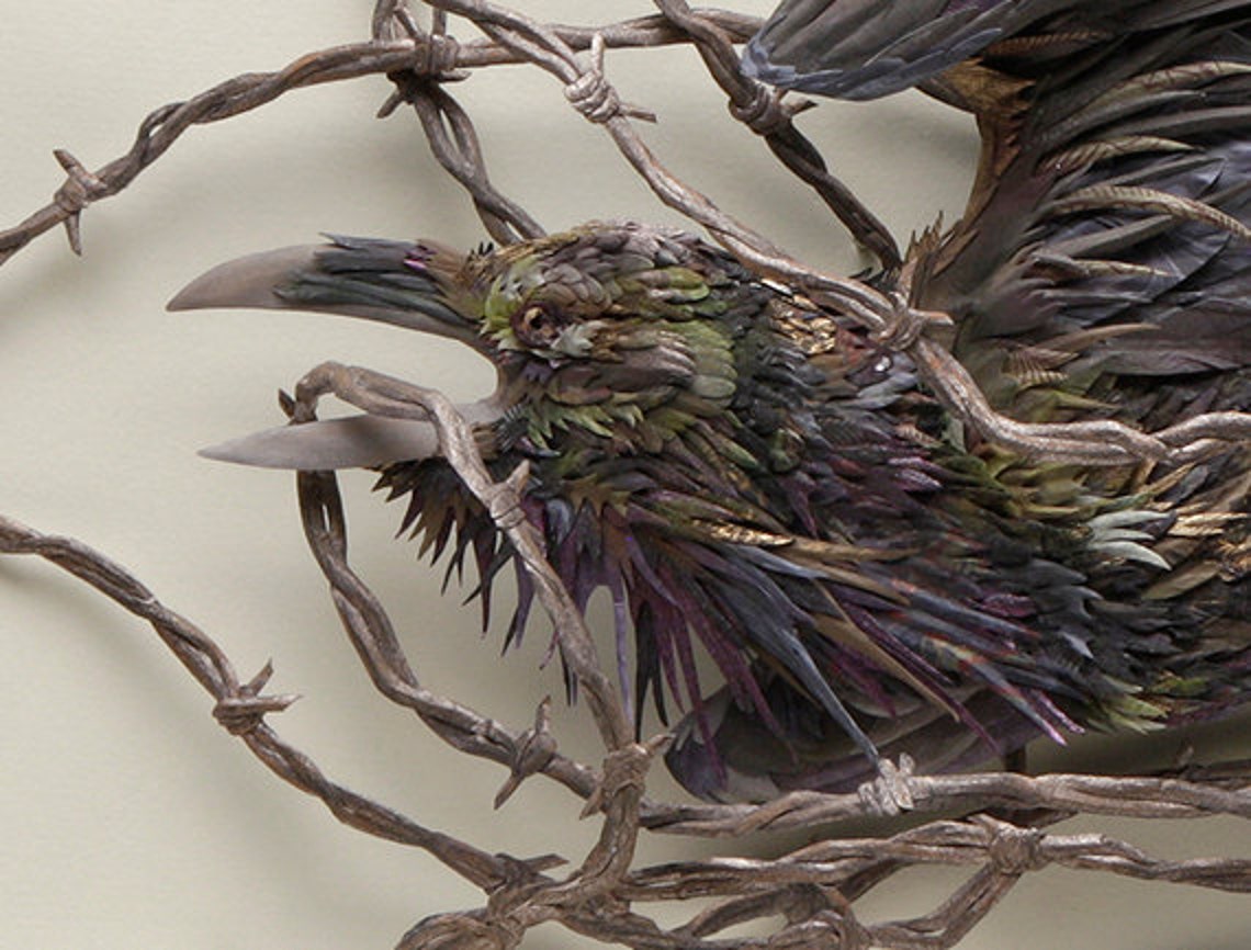 Stomp Raven and Barbed Wire Giclee Fine Art Print of Paper Sculpture - Etsy