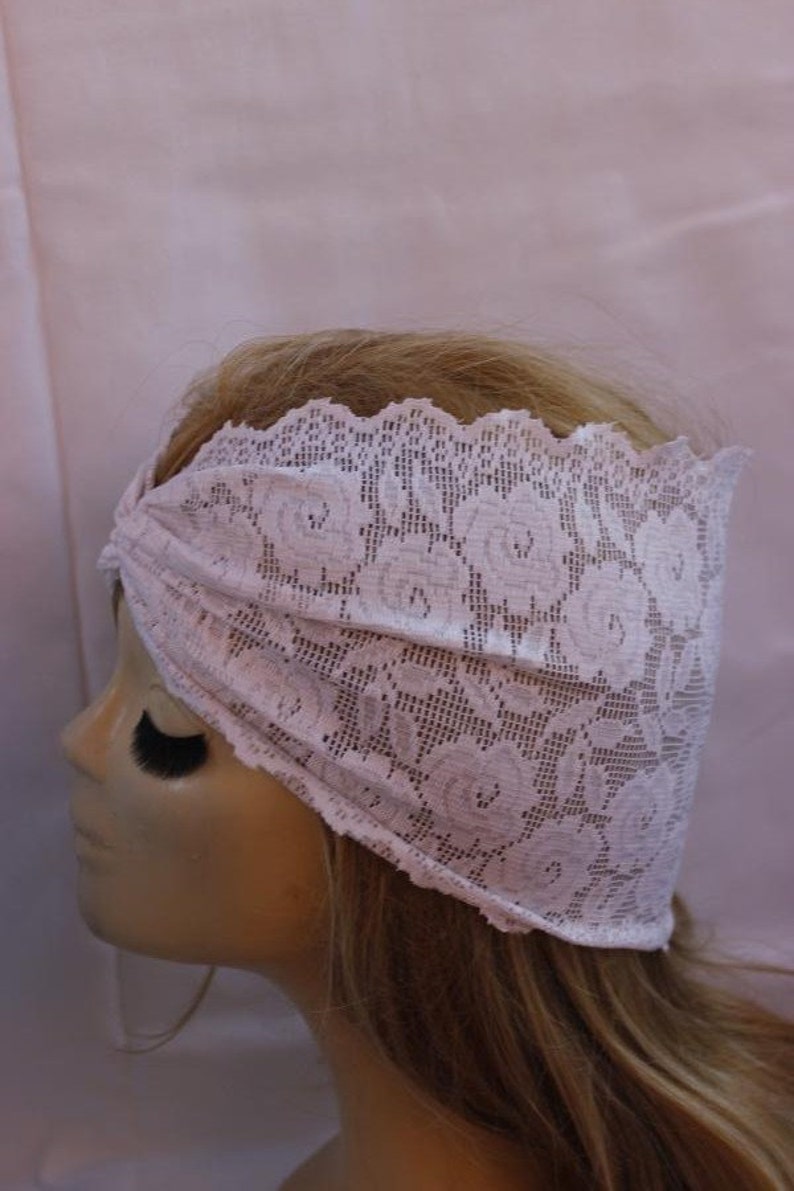 White Stretchy Lace Headband Turban Headband Twist Stretchy Etsy