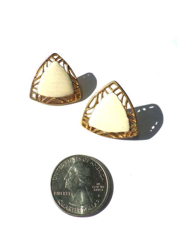 GOLDEN IVORY - Ivory and Gold Triangle Earrings | Vin… - Gem