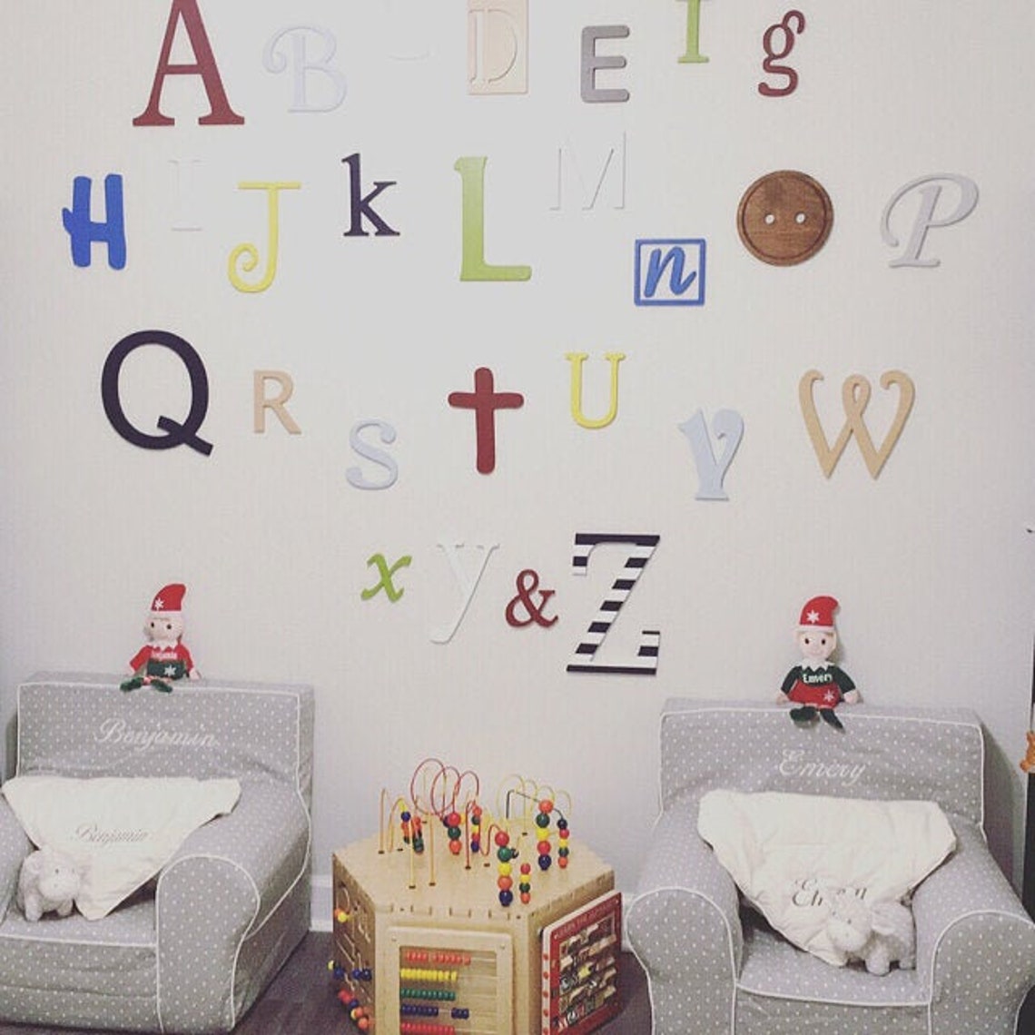 Wooden Alphabet Letters Set Painted Wooden Letters Wall - Etsy