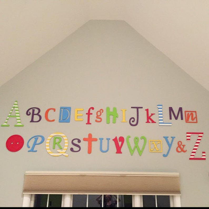 Wooden Alphabet Letters, Toddler Playroom Sign, Nursery Library Sign ...