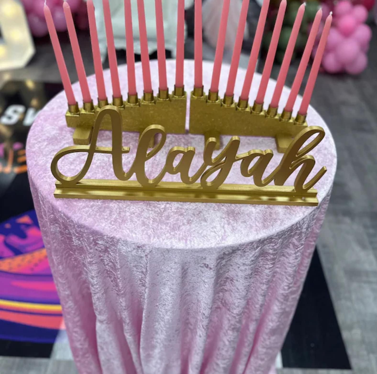 Custom Personalized Wooden Name Sign - Sweet 16 Candelabra Name Plaque ...
