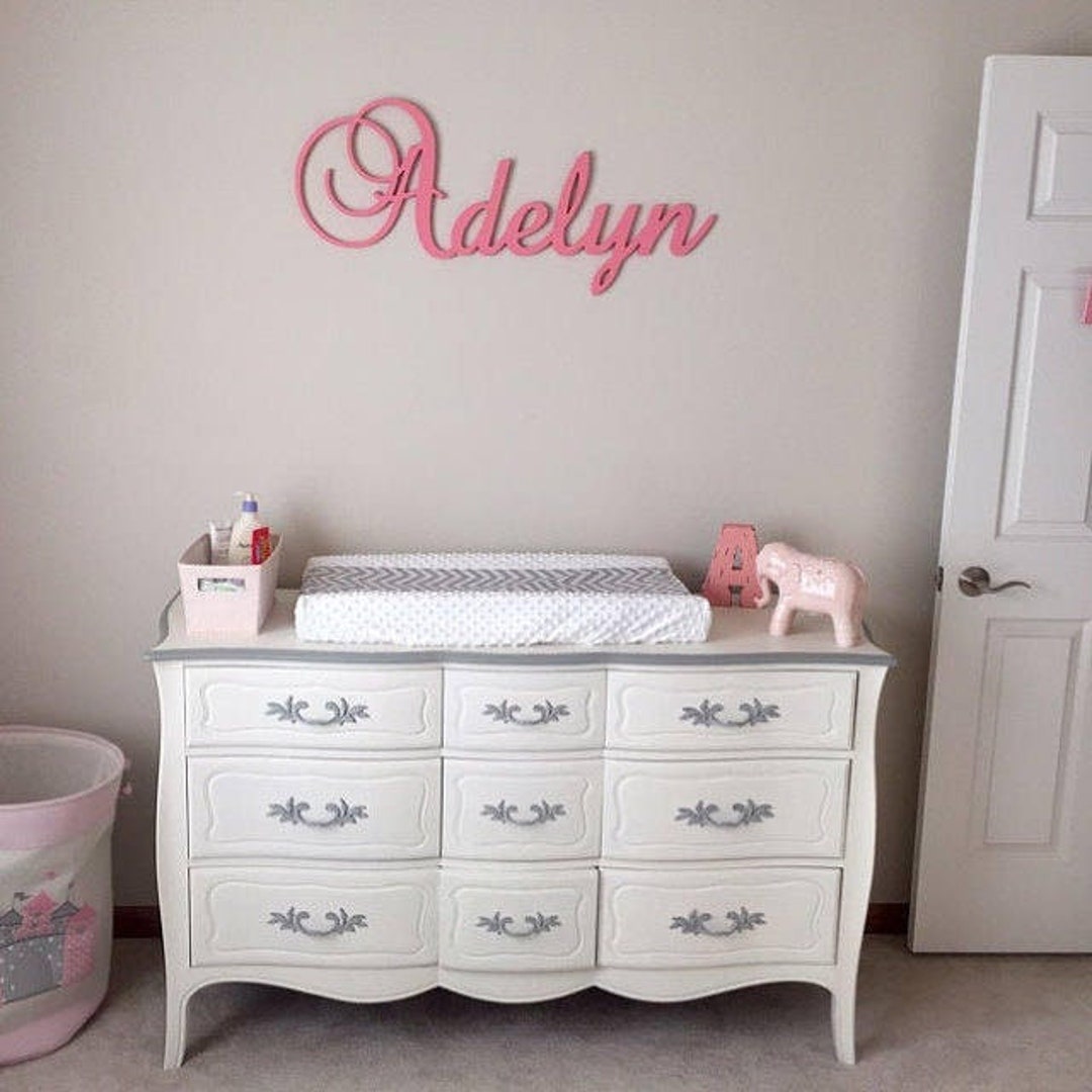 Baby Girl Nursery Painted Pink Wooden Name Wall Hanging Nursery Decor ...