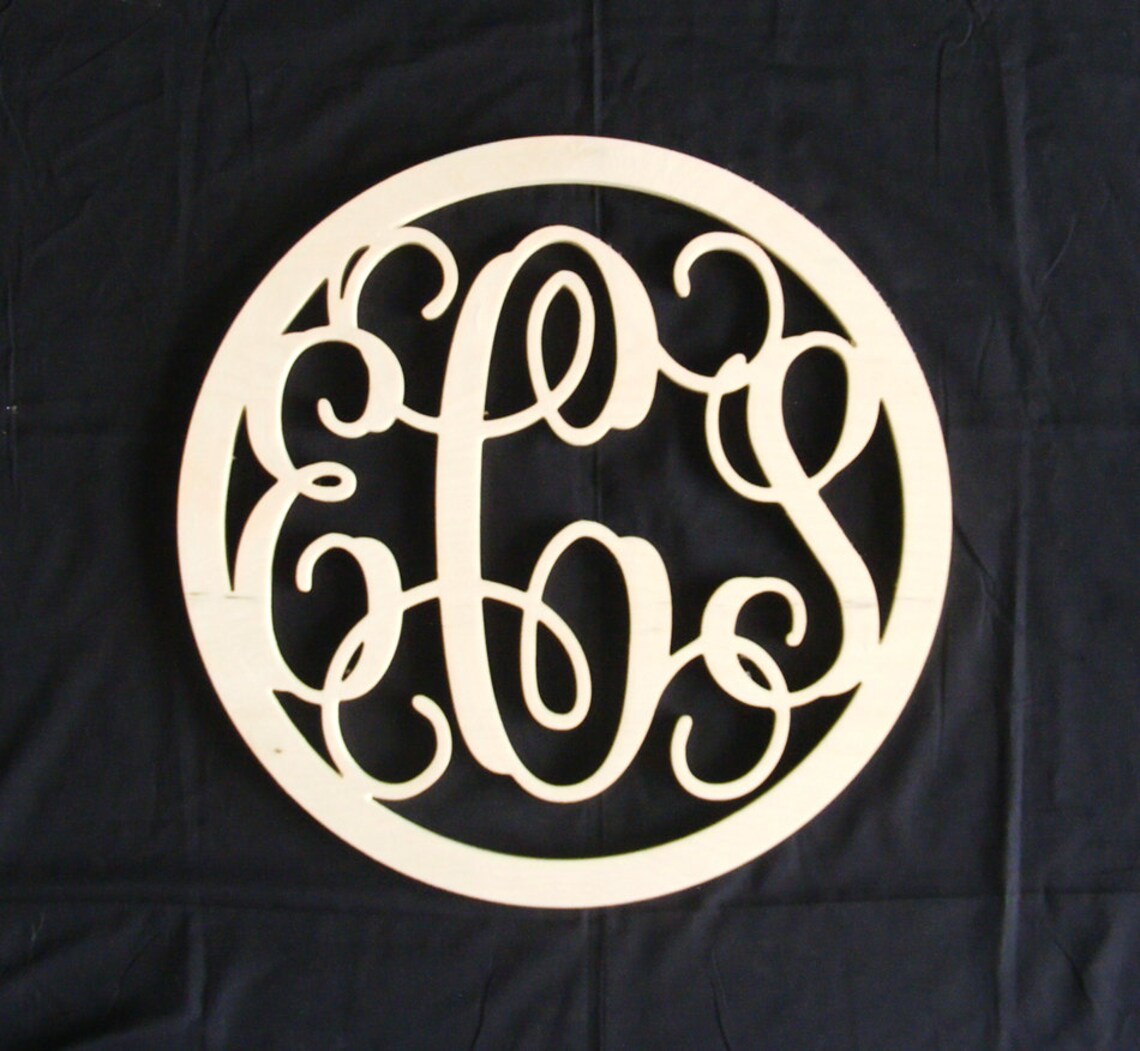 24 Wooden Monogram Wood Monogram with border Wooden | Etsy