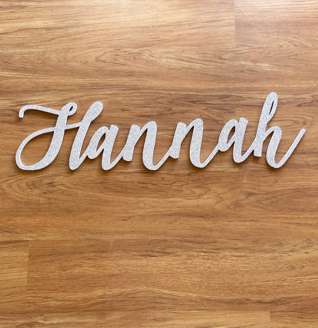 Wooden Name Sign Custom Baby Shower Gift, Glittered Hannah Custom ...