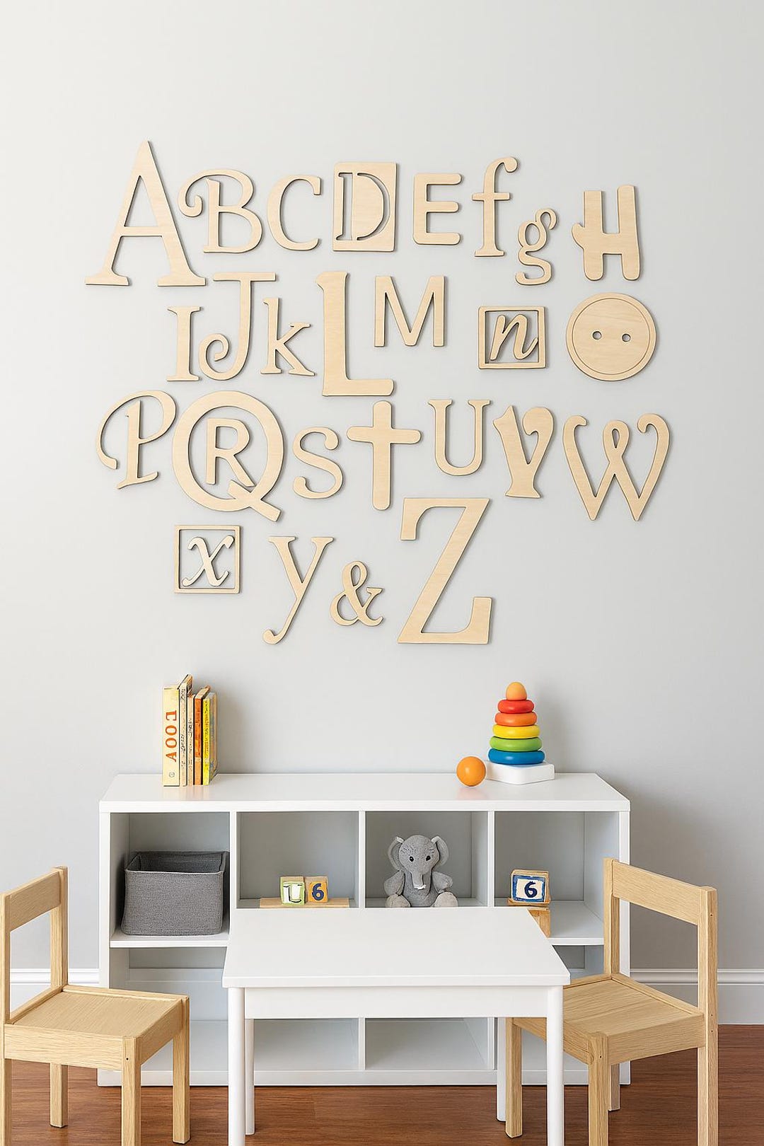 Whimsical Wooden Alphabet Wall Letters – Mixed Fonts A-Z Nursery Decor ...