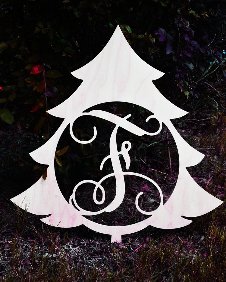 Christmas Tree Monogram Holiday Wooden Monogram Letter - Etsy
