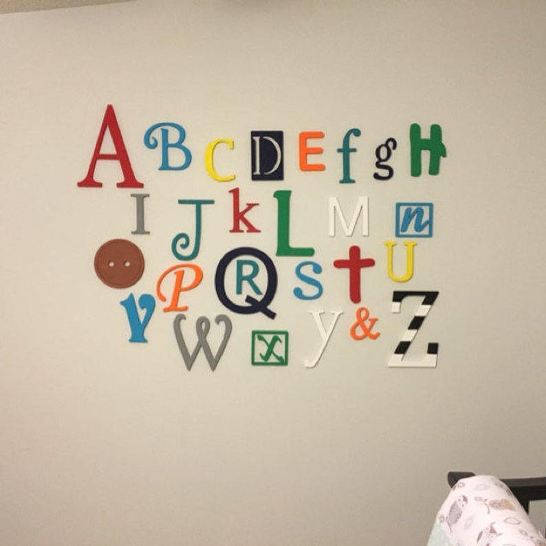 Wooden Alphabet Letters, Toddler Playroom Sign, Nursery Library Sign ...