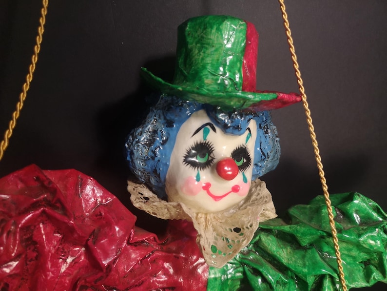 Vintage Mexican Folk Art Papier Mâché Clown Figurine Tlaquepaque Hand ...