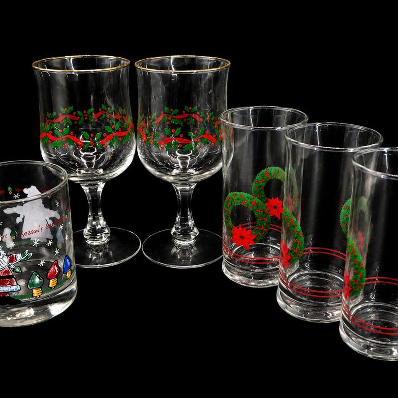Libbey Christmas Goblets - Etsy