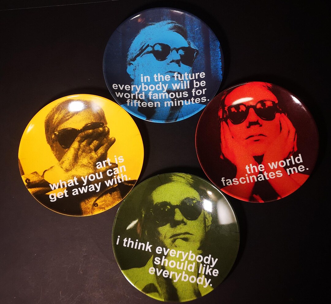 ANDY WARHOL PRECIDIO Qoute Plates Set of 4 New Melamine Dishes With ...