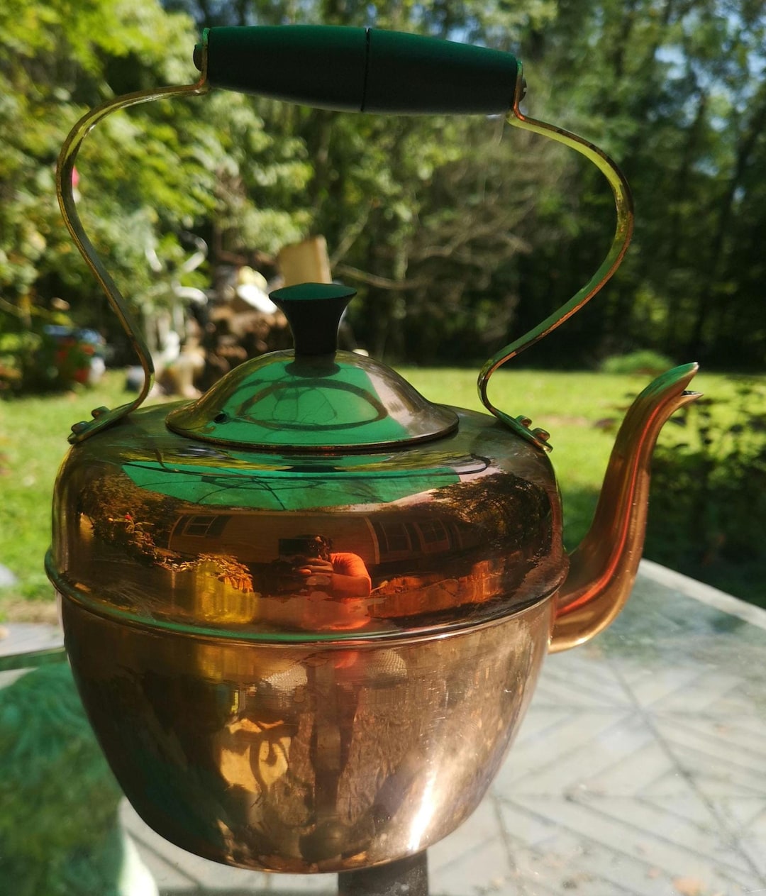 Vintage Copper Tea Kettle – English Brass Handle, Decorative ...