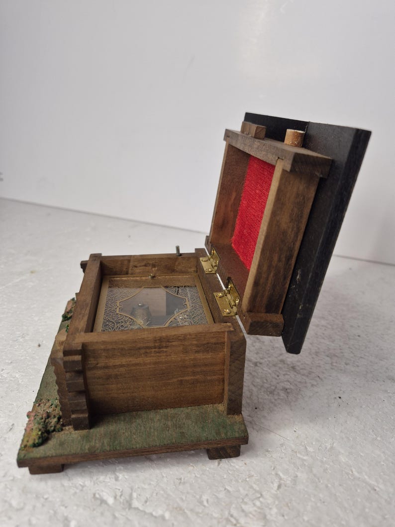 Vintage Swiss Chalet Music Box: 1960s Japan Wooden Log Cabin Trinket ...