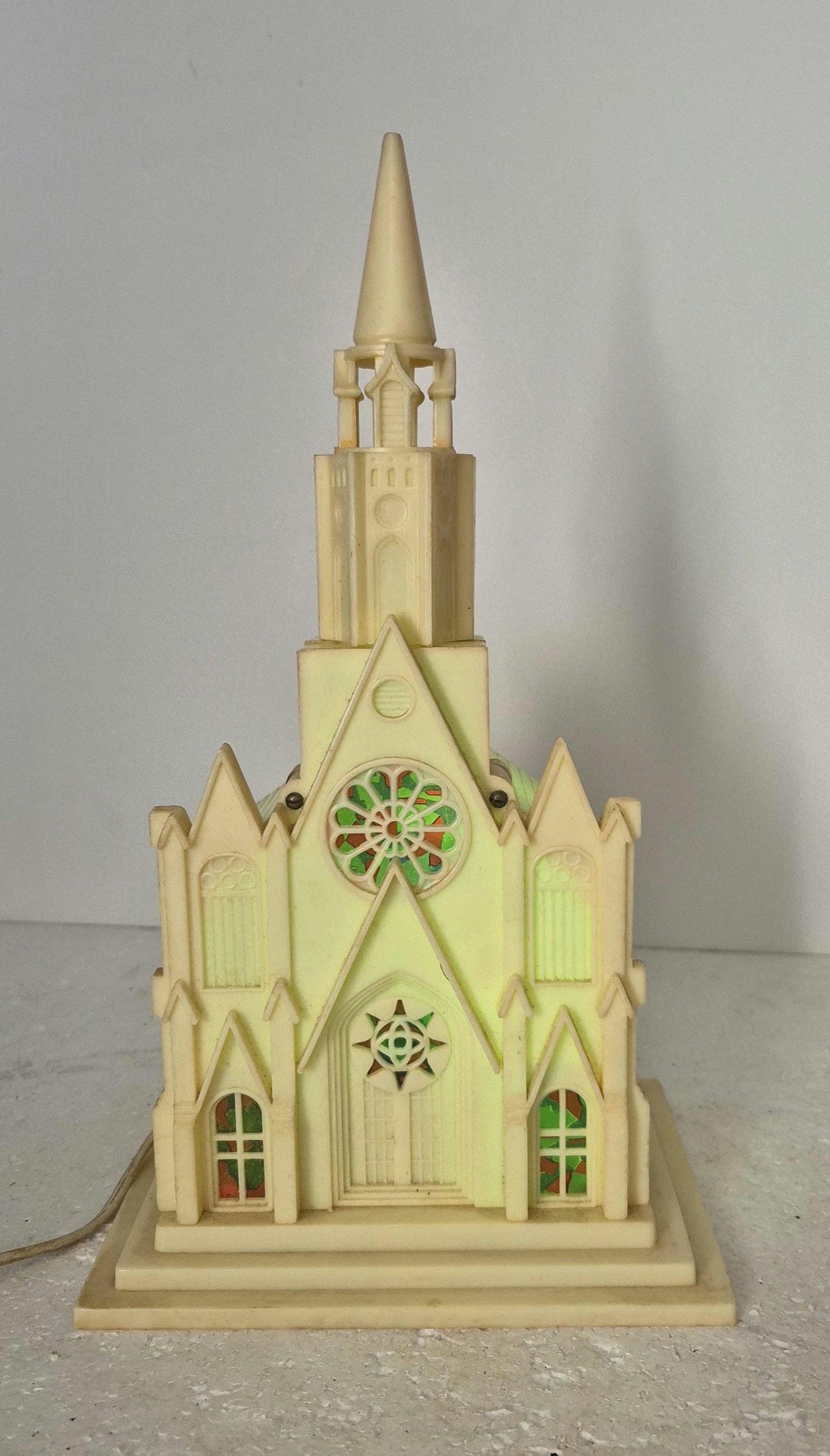 Vintage Raylite Lighted Musical Christmas Church 1950s 1960s Holiday ...