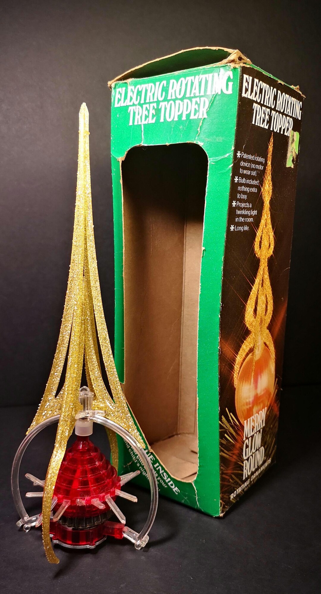 Vintage 1960s merry Glow Round Rotating Spinning Electric Christmas ...