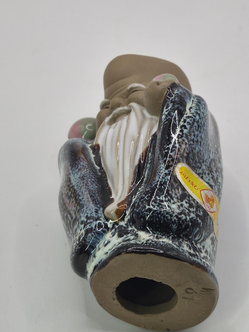 Vintage Shou Lao Figurine: Chinese Longevity God Porcelain Statue, Blue ...