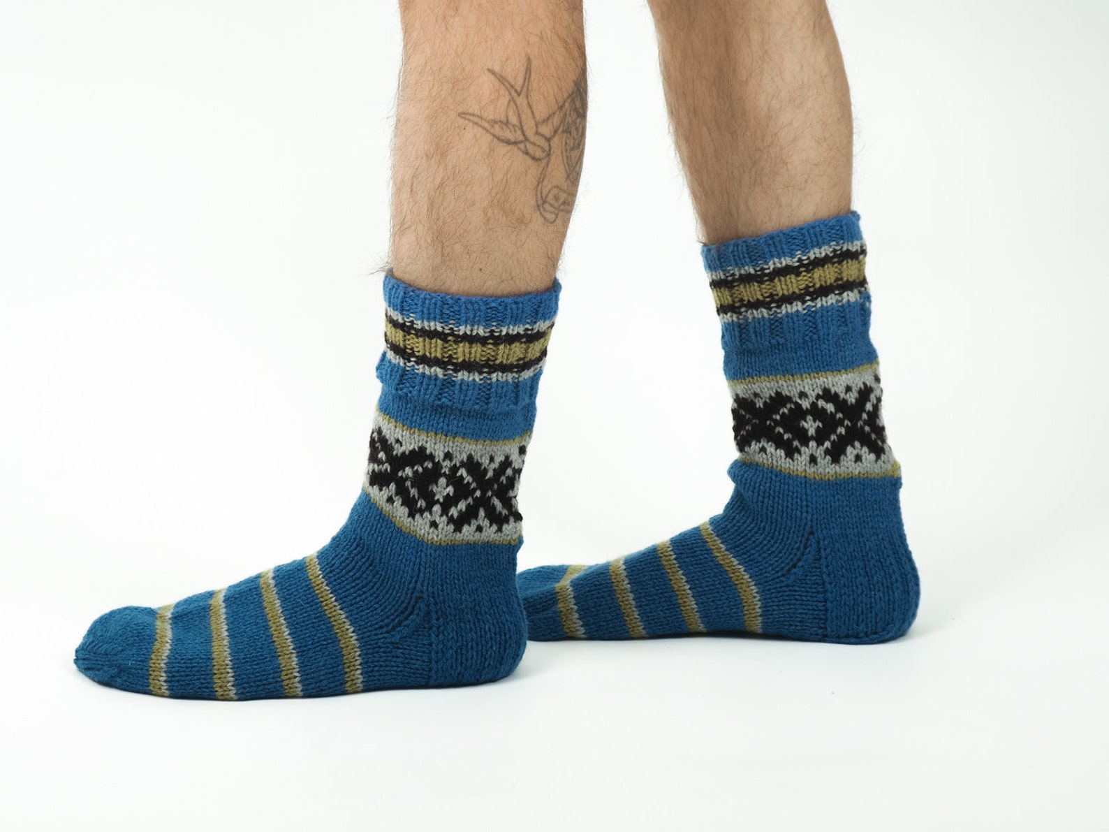 WOOL SOCKS. Men Socks. Hand Knitted Socks. Ornamented Wool - Etsy