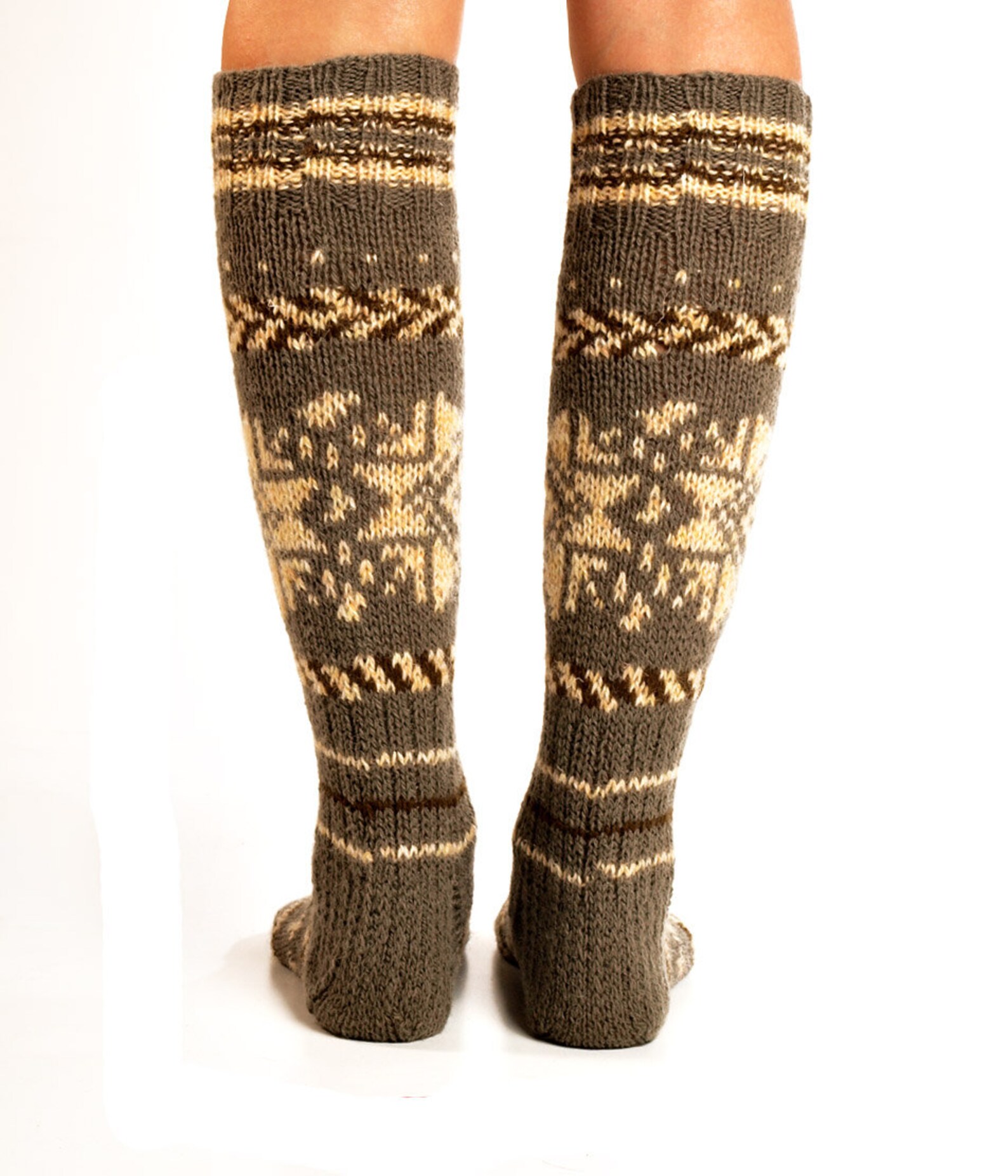 LONG WOOL SOCKS. Woman Socks. Hand Knitted Scandinavian | Etsy