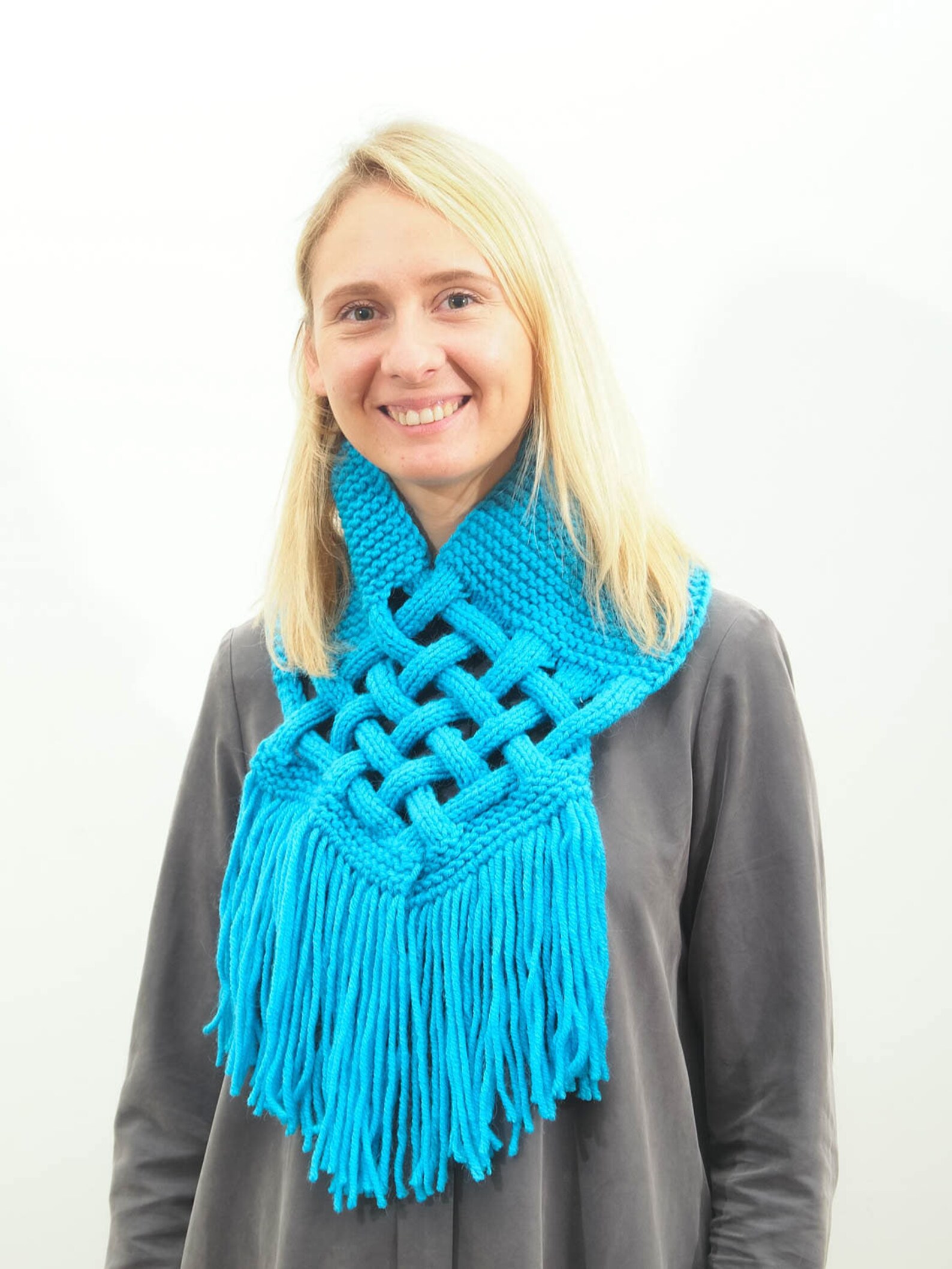 Wool Knit Scarf. Loop Scar. Braid Scarf. Blue Knit Scarf. - Etsy