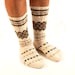 WOOL SOCKS. Men Socks. Hand Knitted Ornamented Socks. Natural White ...