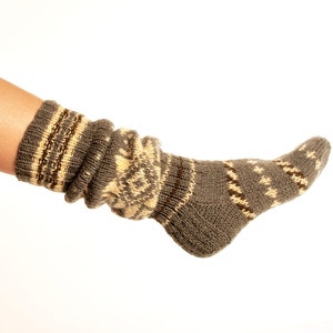 LONG WOOL SOCKS. Woman Socks. Hand Knitted Scandinavian Pattern Socks ...