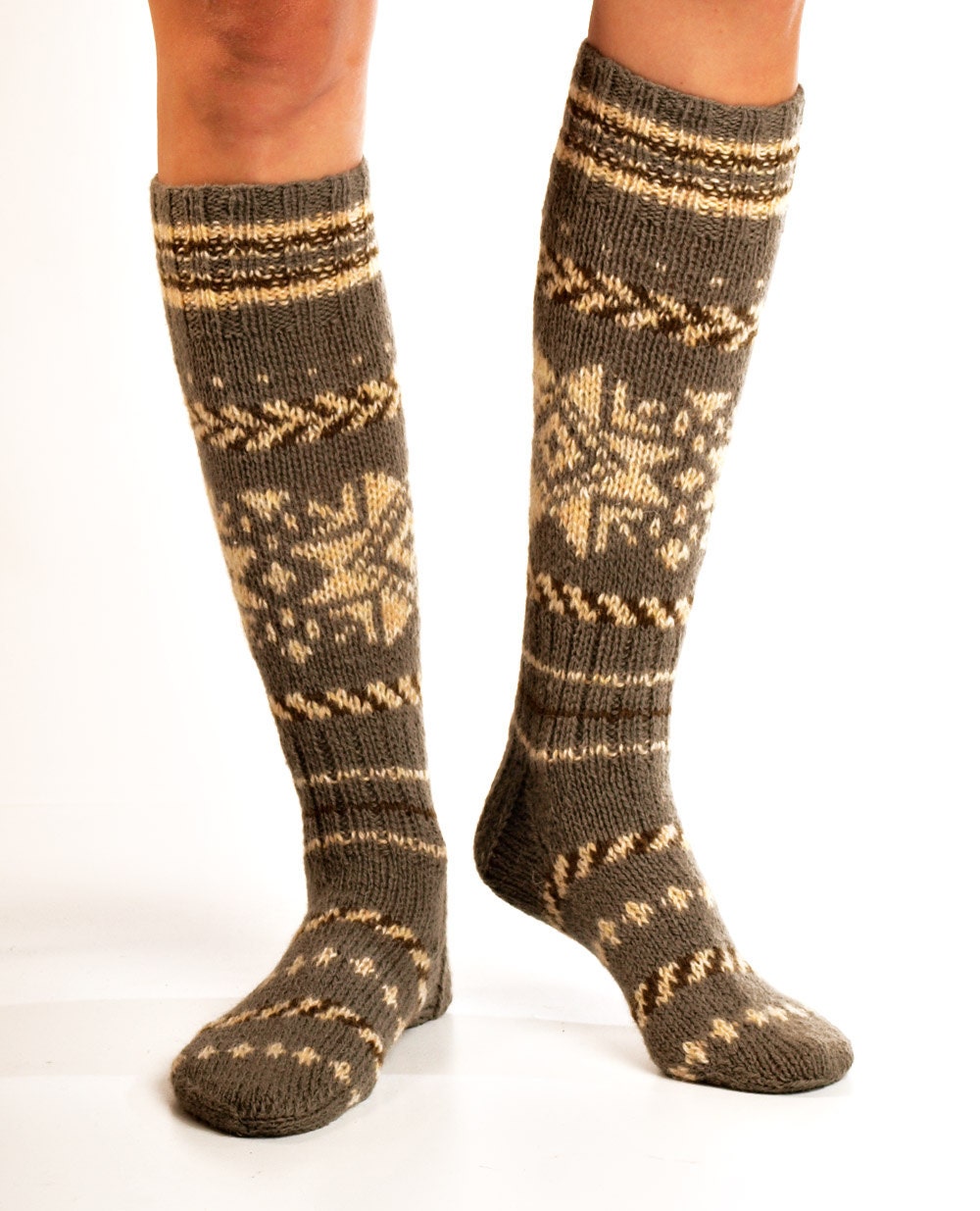 LONG WOOL SOCKS. Woman Socks. Hand Knitted Scandinavian - Etsy