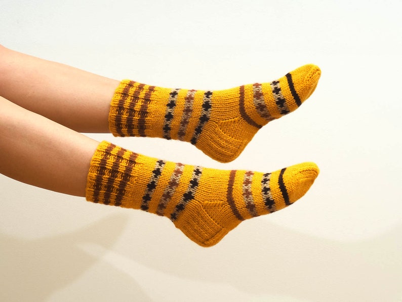 WOOL SOCKS. Woman Socks. Hand Knitted Socks. Natural Yellow | Etsy