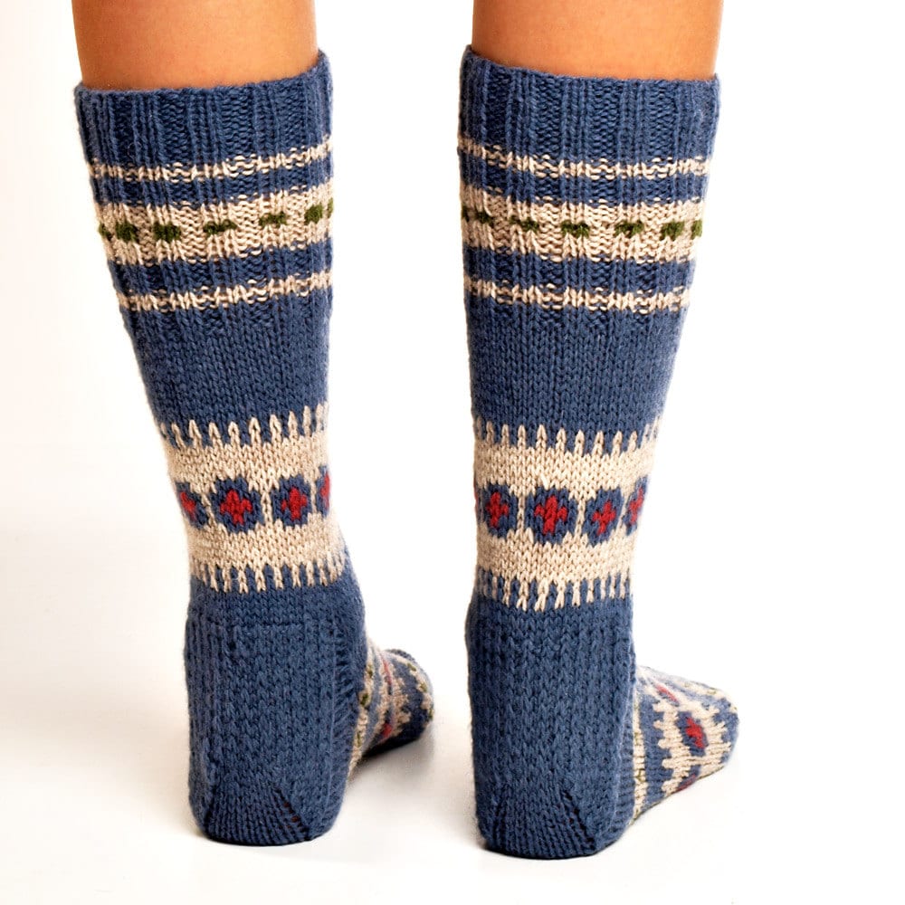 LONG WOOL SOCKS. Woman Socks. Hand Knitted Ornamented Socks. - Etsy
