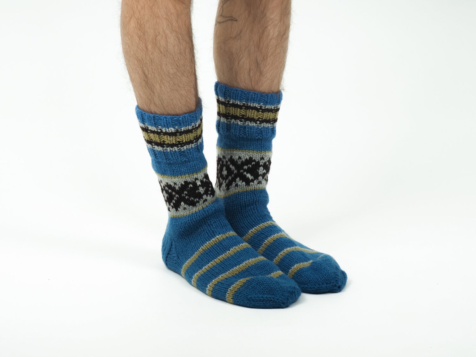 WOOL SOCKS. Men Socks. Hand Knitted Socks. Ornamented Wool - Etsy