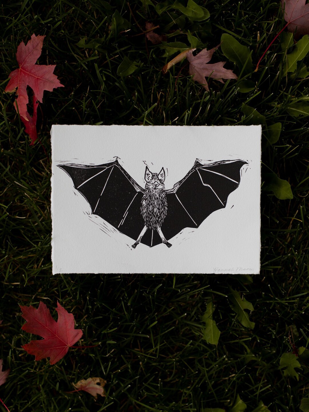 Vampire Bat Linocut Print - Etsy