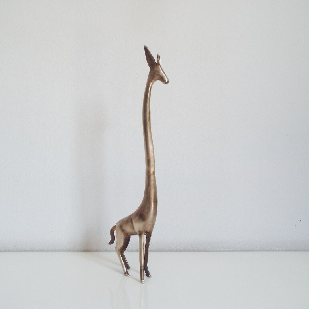 Vintage MCM Brass Giraffe, Tall Solid Figurine, Giraffe Sculpture ...