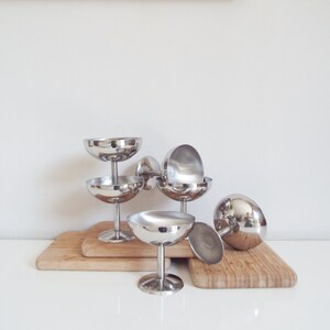 Stainless Steel Ice Cream Bowl, 6 Dessert Cups Bowls, Vintage Fruit ...