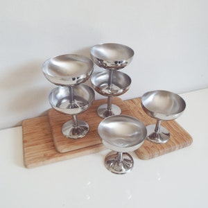 Stainless Steel Ice Cream Bowl, 6 Dessert Cups Bowls, Vintage Fruit ...