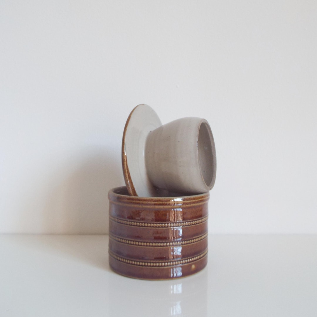 French Vintage Butter Crock, Ceramic Butter Dish, French Stoneware ...