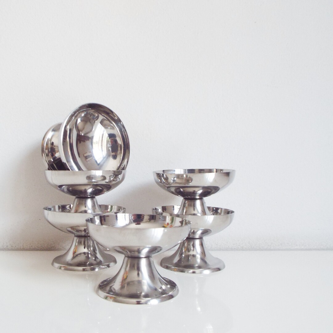 Stainless Steel Ice Cream Bowls, Set of 6 Small Dessert Cups Bowl ...