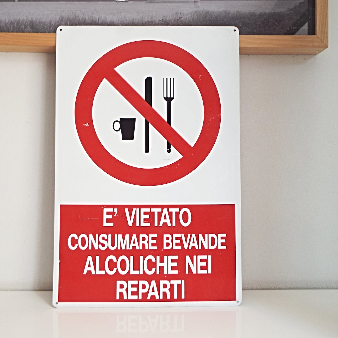 Big Vintage Construction Sign, Italian Road Sign, Wall Hanging, e ...