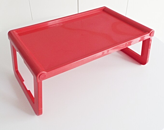 Vintage Red Bed Foldable Table, Space Age '80s Serving Tray, Made in ...