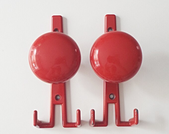 Unique Red 1970s Towel Hooks, 2 Space Age Coat Hangers, Vintage 70s ...