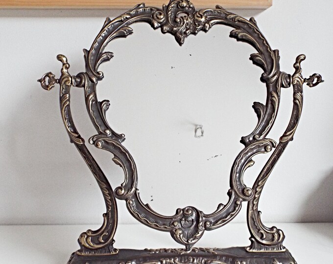 Antique Big Table Mirror, Vanity Mirror Style Victorian, Classic Brass ...